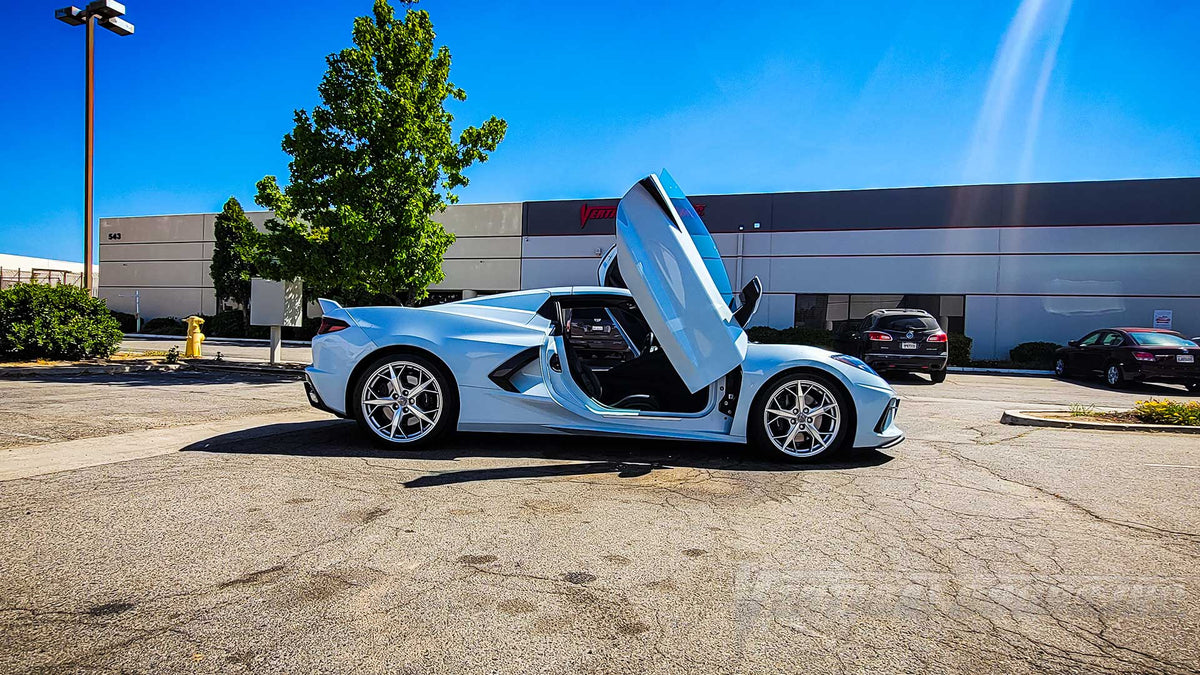 Lambo Doors Kit installed on a Chevrolet Corvette C8 by Vertical Doors ...