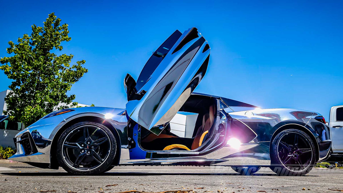 Chrome Chevrolet Corvette C8 Lambo Door Conversion Kit by Vertical Doo ...