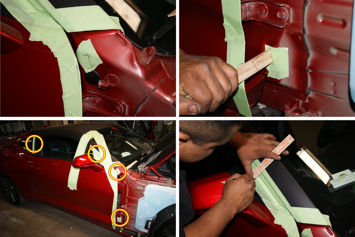 Door Conversion Installation, marking the factory door location. Verti ...