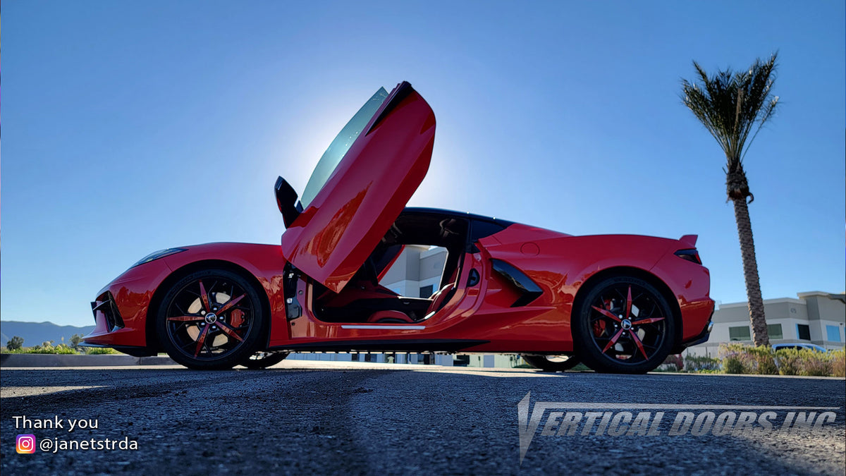 Torch Red Chevrolet Corvette C8 from California featuring vertical lam ...