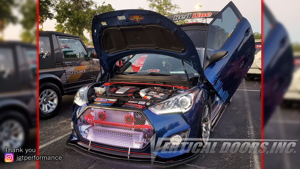 Check out Jose's Hyundai Veloster featuring Vertical Doors, Inc., vert